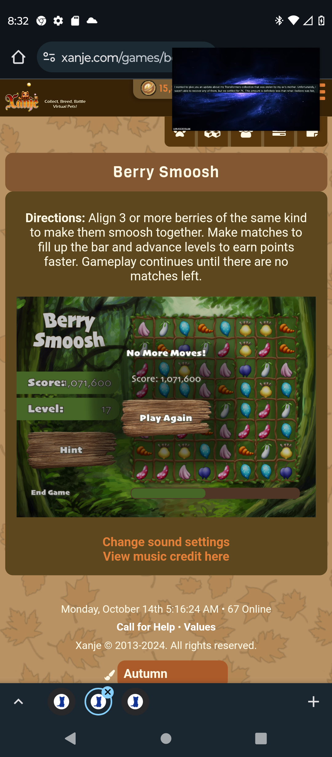 Berry Smoosh didn't pay out for high score? | Xanje